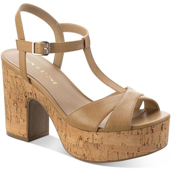 Sun + Stone | Shoes | Sun Stone Womens Jillien Tan Faux Leather Cork ...